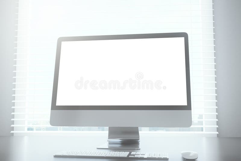 Blank Computer Screen on Desktop Stock Illustration - Illustration of ...