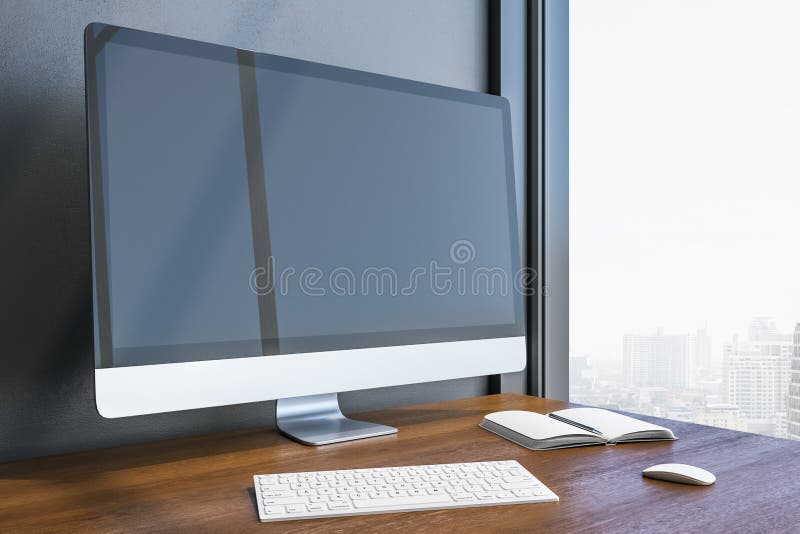 Blank Computer Screen in Office Editorial Photography - Illustration of ...