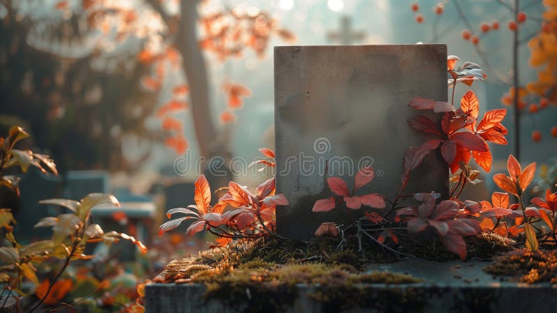 Blank Concrete Square Tombstone without Text, on the Graveyard ...