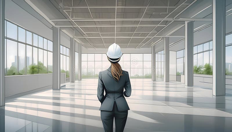 Construction Manager-architect in an Empty Office Space on Generative ...