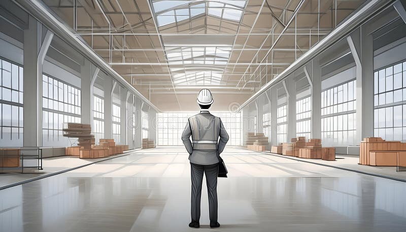 Construction Manager-architect in an Empty Office Space on Generative ...