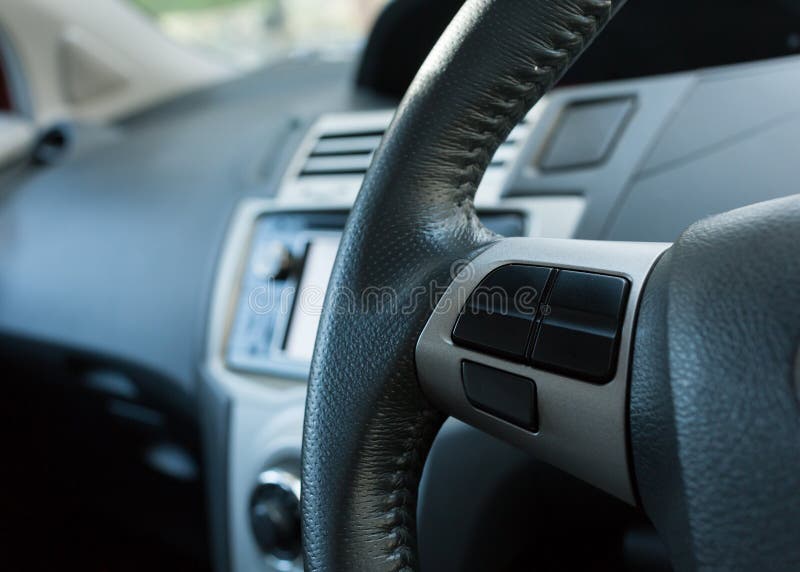 Blank Control Button on Car Steering Wheel Used Stock Photo - Image of ...