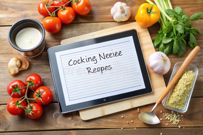 Blank Cooking Recipe Notes on Tablet PC Stock Illustration ...