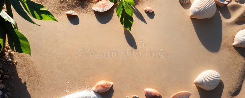 Blank Copy Space Banner or Header with Sea Shell and Star Fish Stock ...