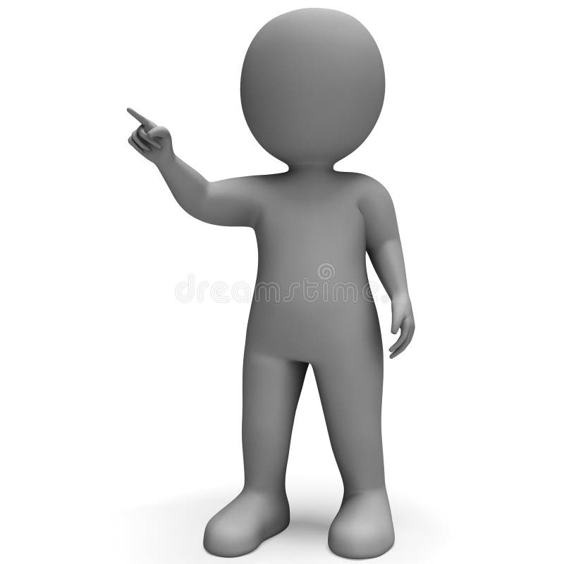 Pointing Up 3d Character Has Hand Raised Stock Illustration ...
