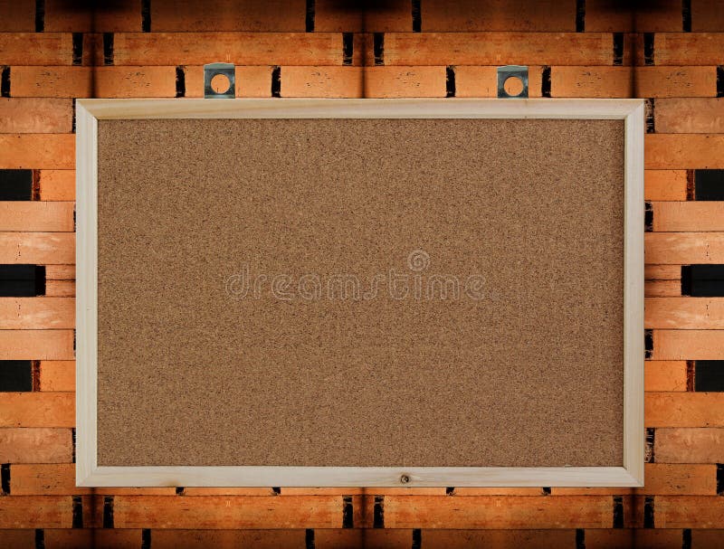 Blank Cork Board on Wooden Wall Stock Image - Image of business ...