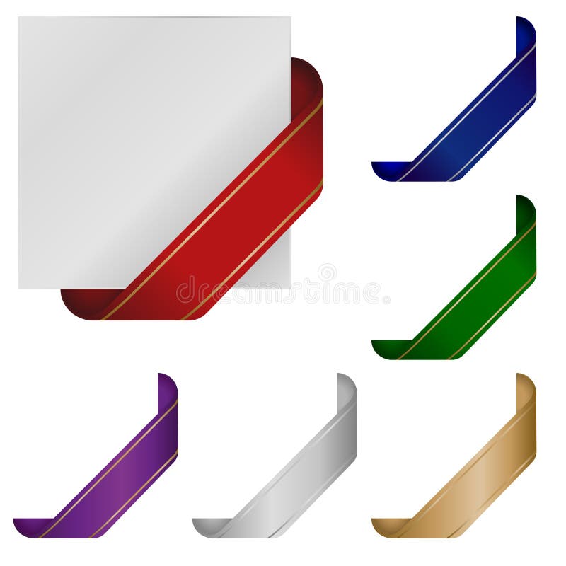Blank Corner Ribbons in Various Colors Stock Vector - Illustration of ...