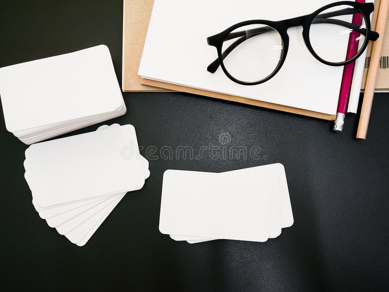 Blank Corporate Identity Business Card Package on Worker Table Stock ...