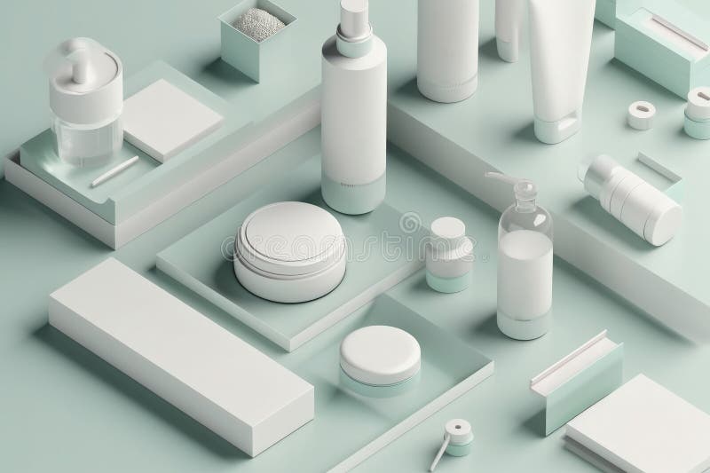 Blank Cosmetics Products Containers. Beauty Product Display Stock Illustration - Illustration of ...