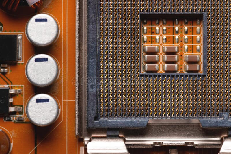 Blank Cpu Cpu Socket with Pins on Motherboard in Yellow Color Close-up ...