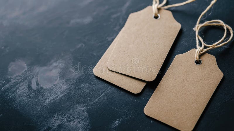 Blank Craft Tags on Dark Surface for Creative Labeling Projects Stock ...