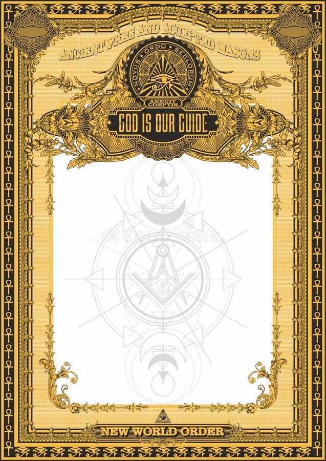 Vertical Form with Masonic Symbols for Creating Certificates, Diplomas ...