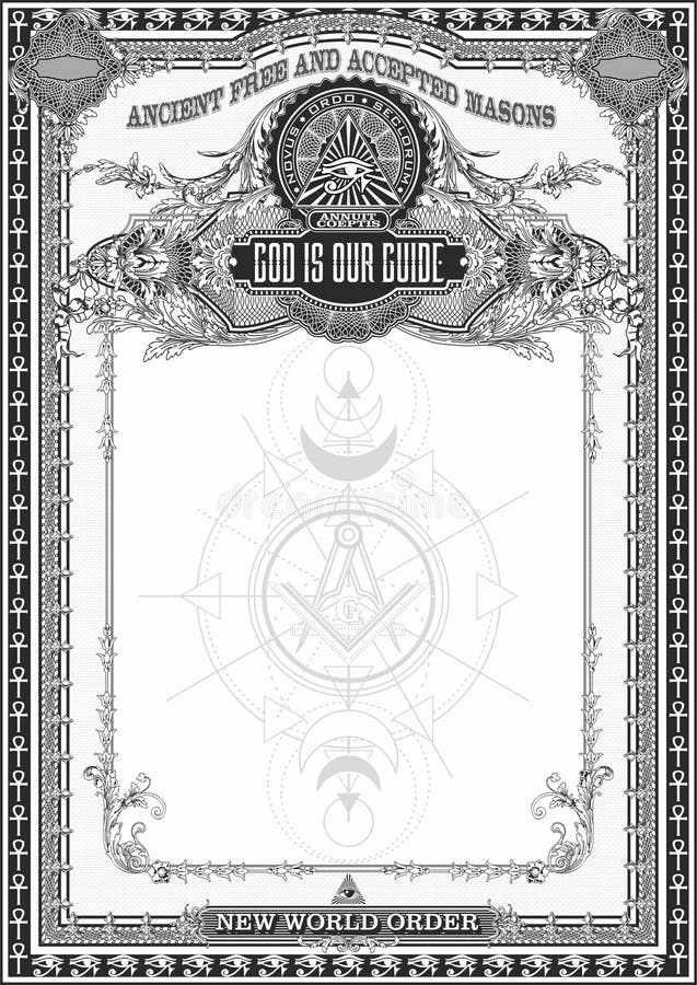 Vertical Form with Masonic Symbols for Creating Certificates, Diplomas ...