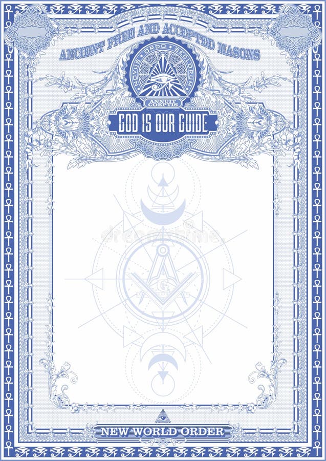 Vertical Form with Masonic Symbols for Creating Certificates, Diplomas ...