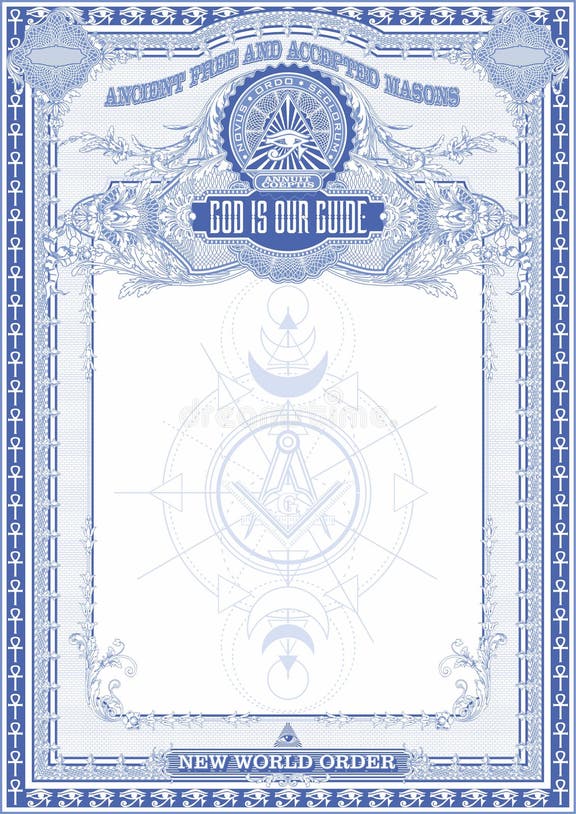 Vertical Form with Masonic Symbols for Creating Certificates, Diplomas ...