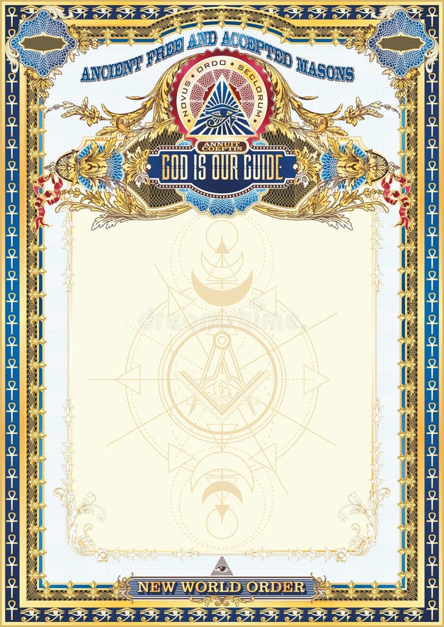 Vertical Form with Masonic Symbols for Creating Certificates, Diplomas ...