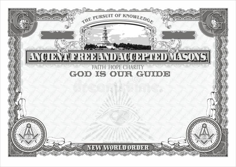 Horizontal Masonic Certificate Black Stock Illustration - Illustration ...