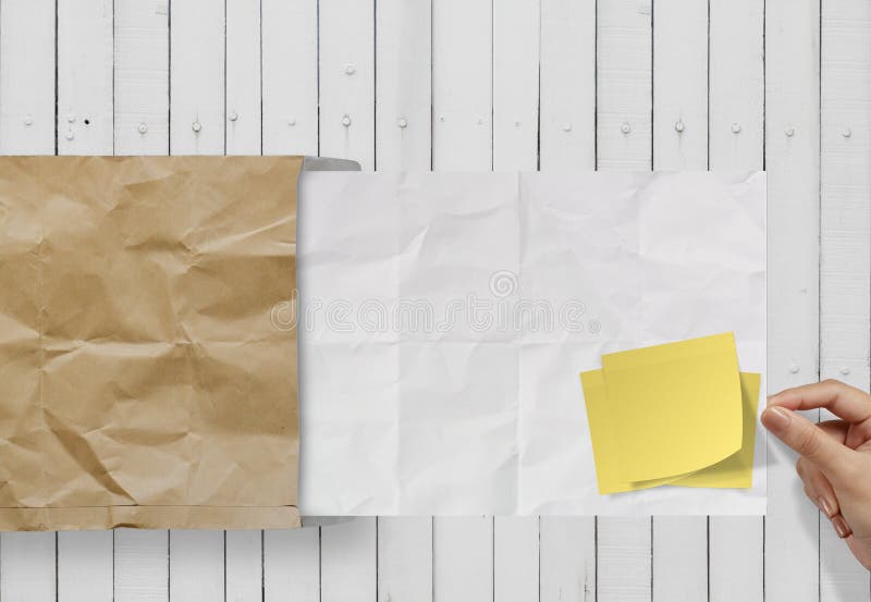 Blank Crumpled Sticky Note Paper on Texture Paper Stock Image - Image ...