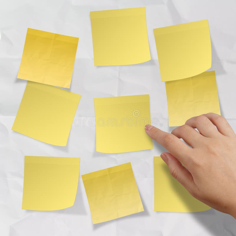 Blank Crumpled Sticky Note Paper on Texture Paper Stock Photo - Image ...