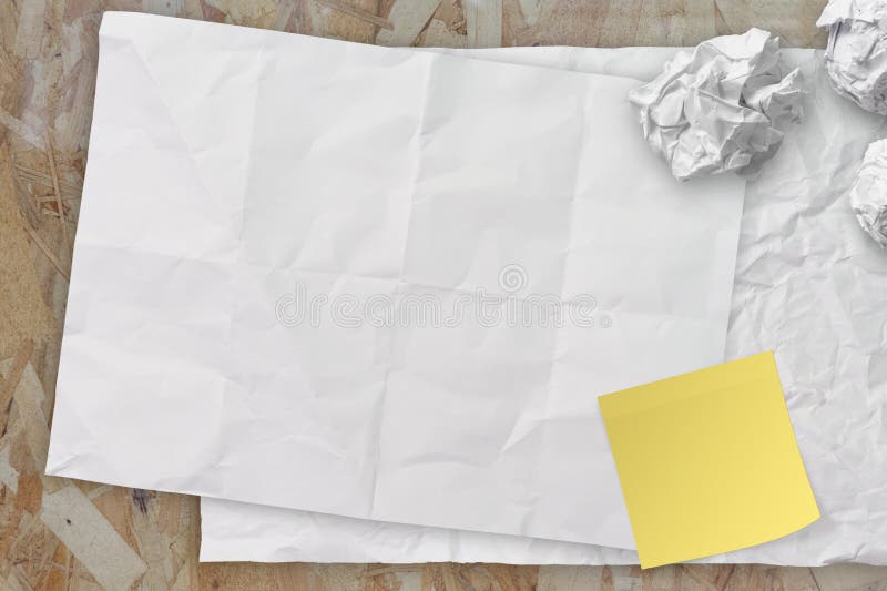 Blank Crumpled Sticky Note Paper on Texture Paper Stock Photo - Image ...