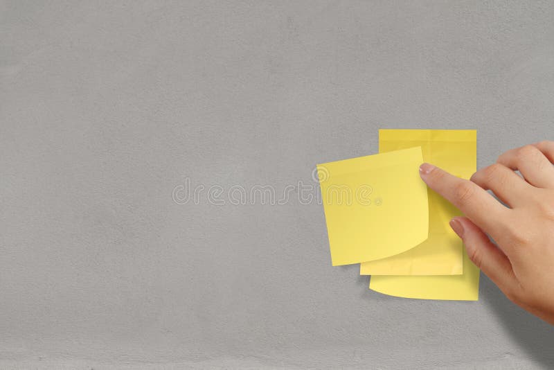 Blank Crumpled Sticky Note Paper on Texture Wall Stock Image - Image of ...