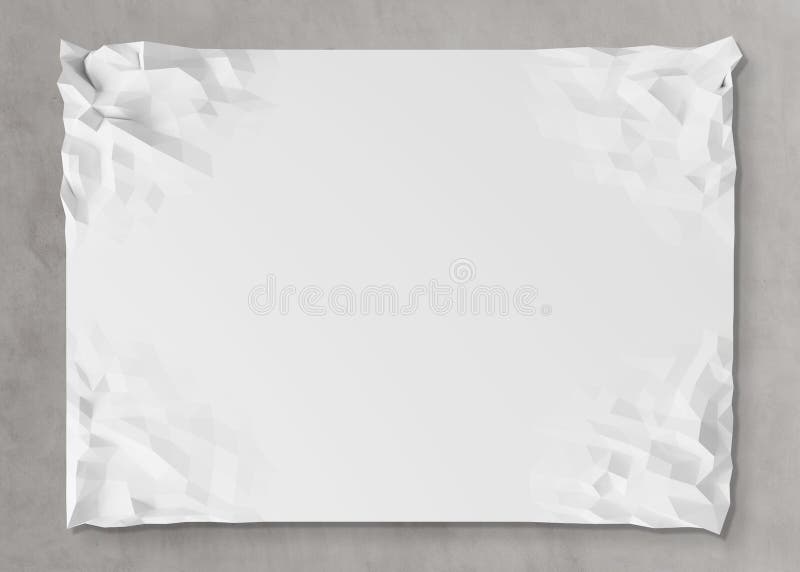 Blank A4 Crushed Paper Texture on Concrete 3D Rendering Stock ...