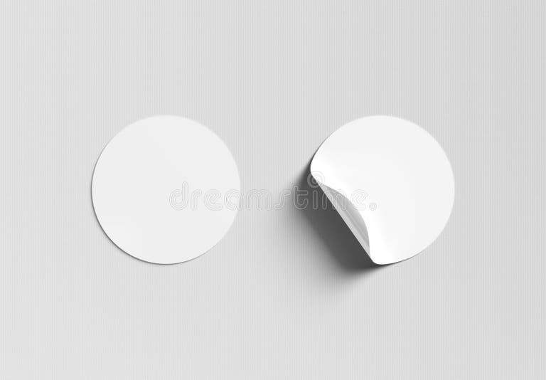 Blank Curled Sticker Mockup Isolated. Circular Label Template. 3D ...