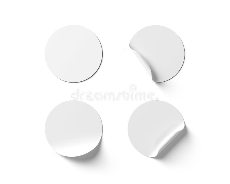 Blank Curled Sticker Mockup Isolated. Circular Label Template. 3D ...