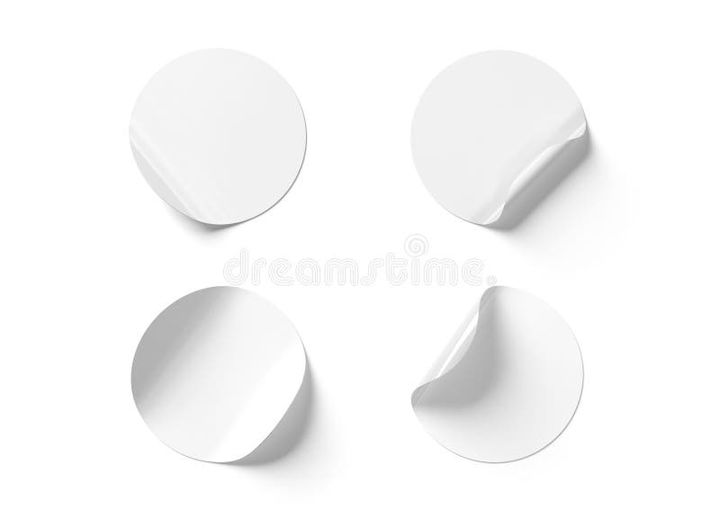 Blank Curled Sticker Mockup Isolated on White 3D Rendering Stock ...