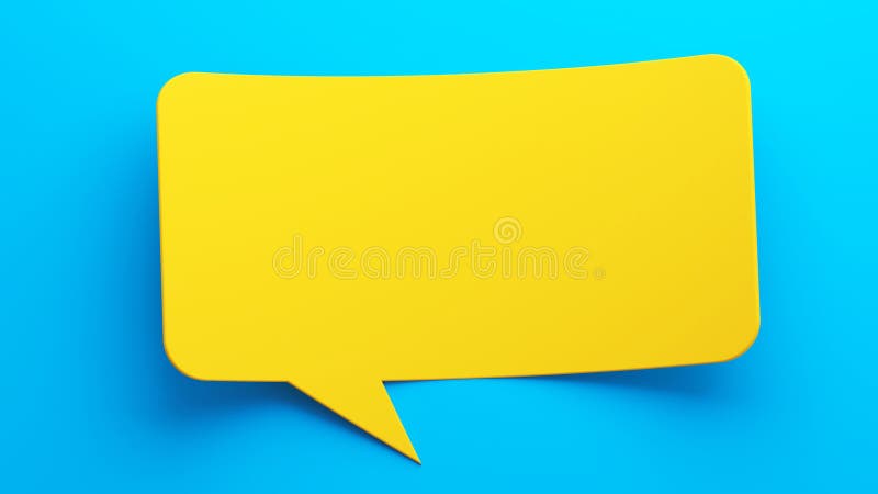 Blank Curve Speech Bubble. Yellow Speech Bubble and Blue Background ...