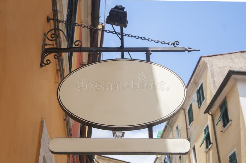 A Blank Customizable Old Style Store Sign Stock Photo - Image of ...