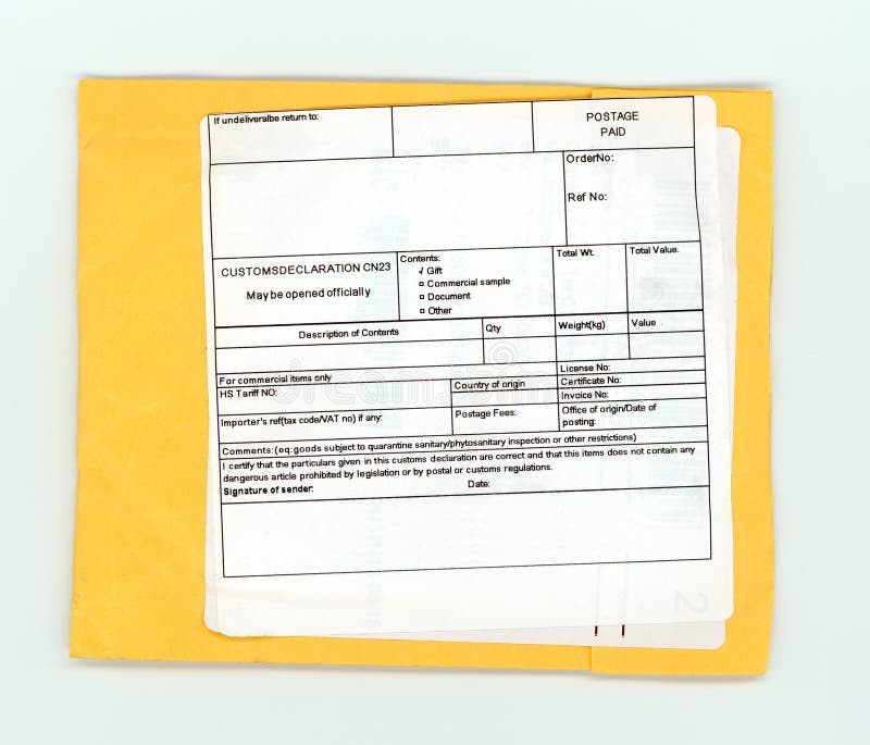 Blank Customs Declaration Label Stock Image - Image of shipping ...
