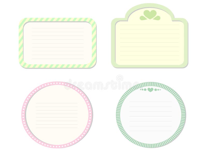 Blank Cute Lined Stickers-frames Set Stock Illustration - Illustration ...