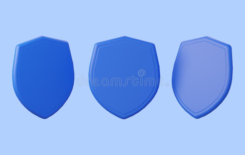 Blank 3d Blue Shield. 3D Rendering Illustration. Stock Illustration ...