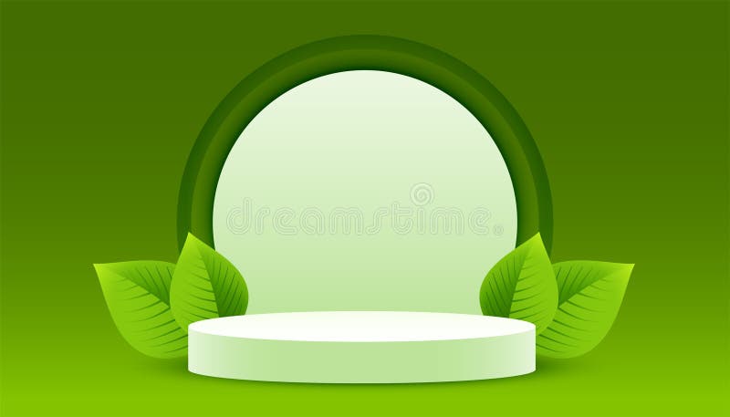 Blank 3d Pedestal Stand Background for Object Display with Leaves Stock ...