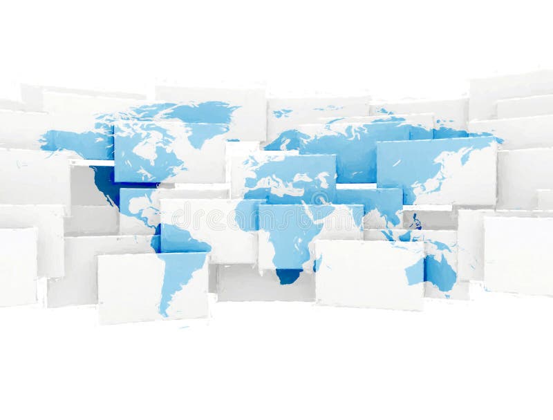 Blue Business World Map on White Squares Stock Illustration ...