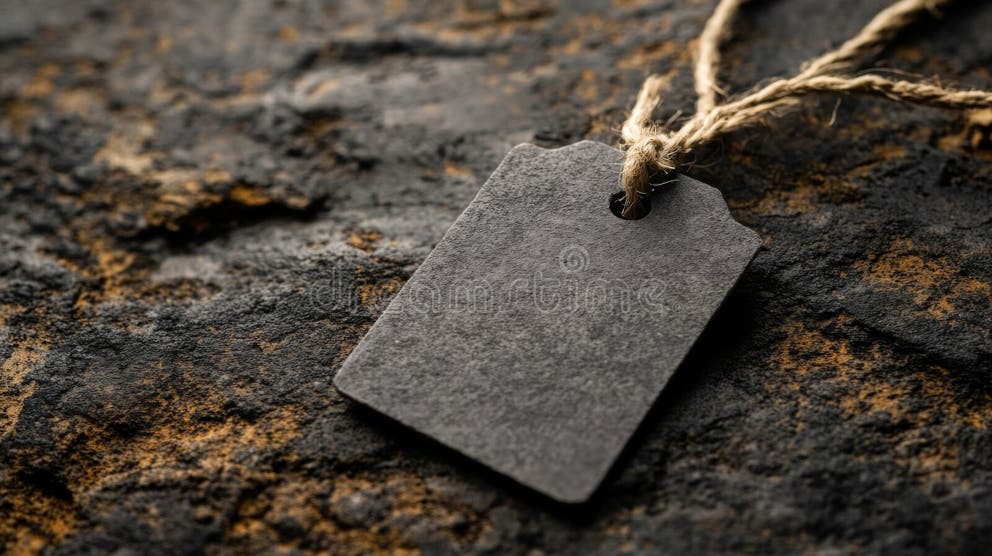Blank Dark Gray Tag on Brown Textured Surface Stock Illustration ...