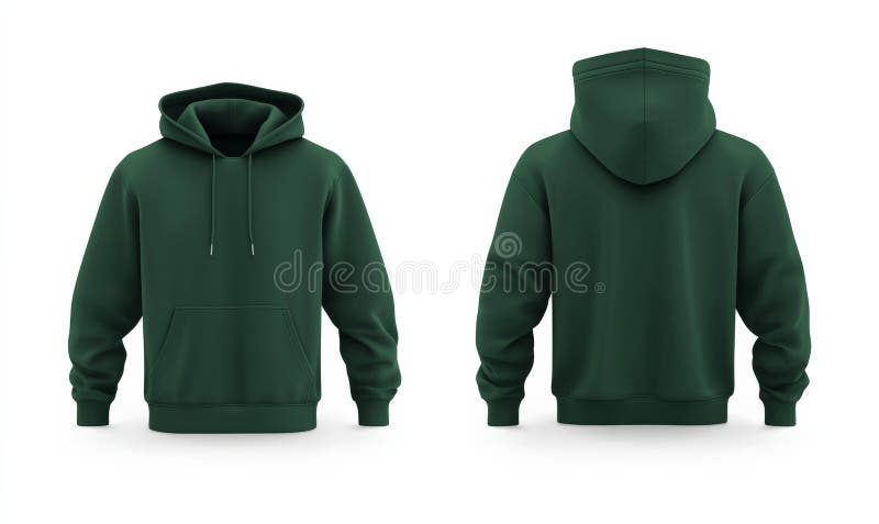 Blank Dark Green Hoodie, Template for Your Design Mockup. Front and ...