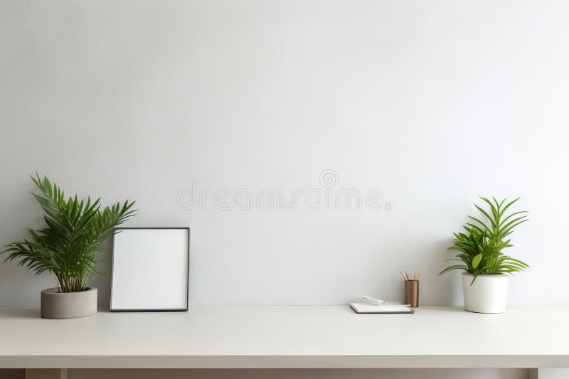 A Blank Desk in a Mock Up Office Space Stock Illustration ...