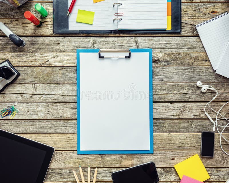 Blank Desk Sheets on Office Table Stock Image - Image of business ...