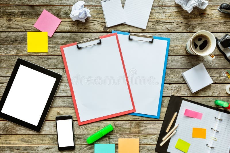 Blank Desk Sheets on Office Table Stock Image - Image of business ...
