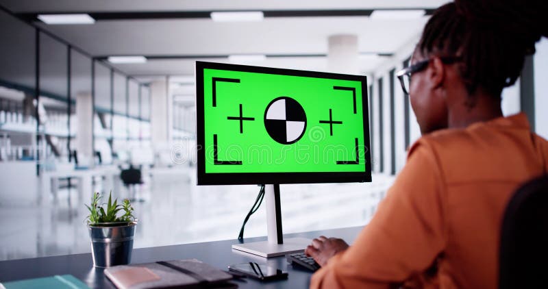 Blank Desktop Computer Screen in Office Stock Image - Image of ...