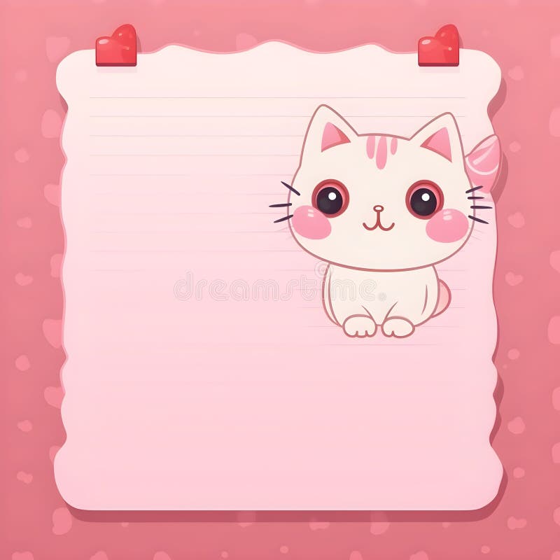 Blank Diary Notepad, Cute Cartoon, Cat, Pink, AI Generated. Stock ...