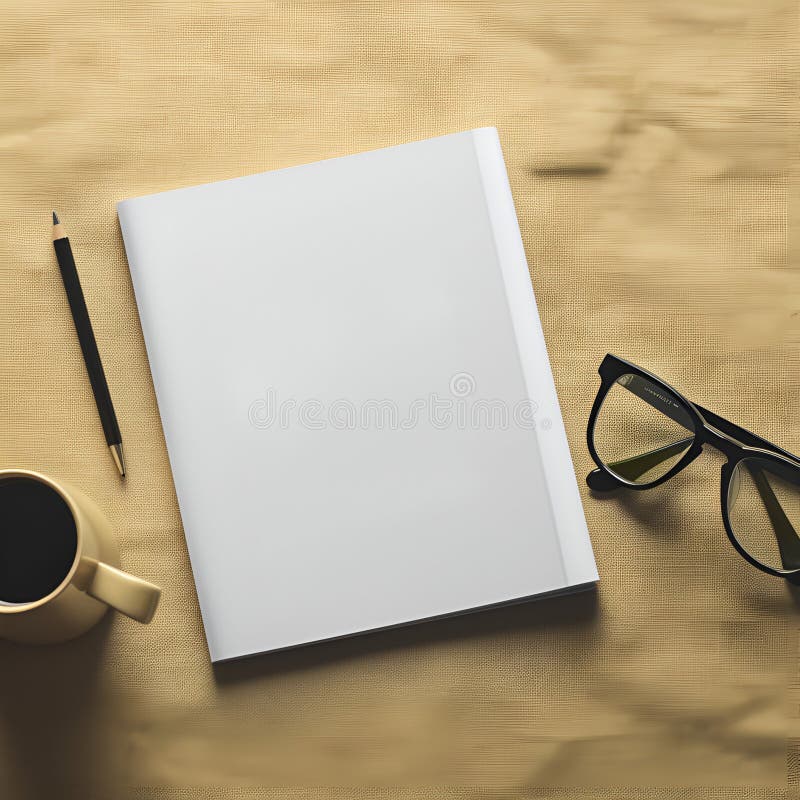 Blank Diary, Notepad Mockup on Light Brown Background. Flat Lay, Top ...