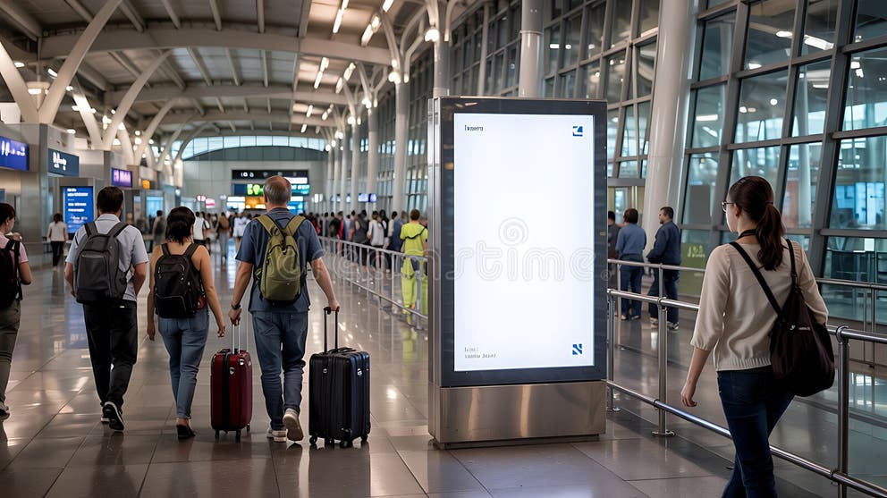 Blank Digital Display in Modern Airport Terminal Concourse Stock ...