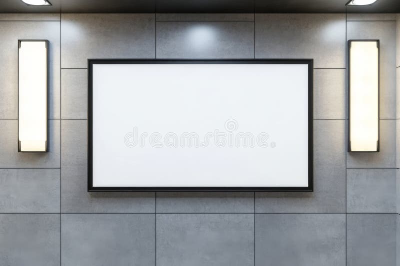 Blank Digital Display on Modern Wall. Generative AI. Stock Illustration ...