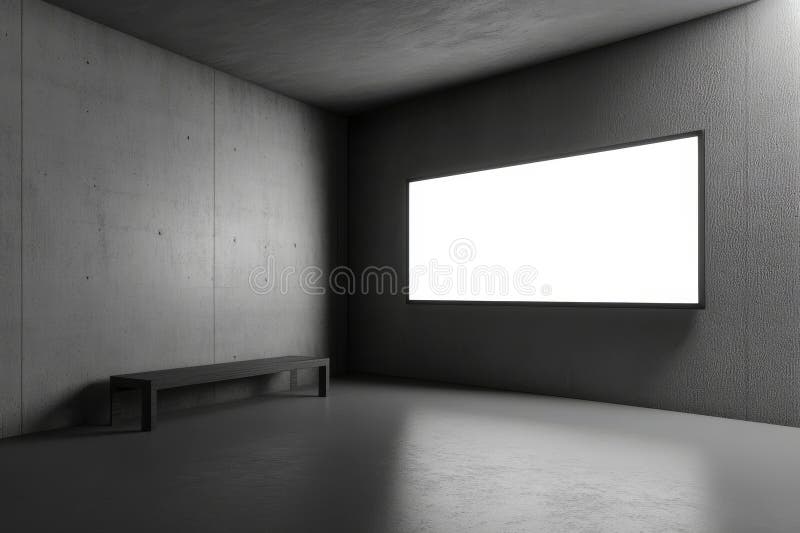 Blank Digital Display on Modern Wall. Generative AI. Stock Illustration ...