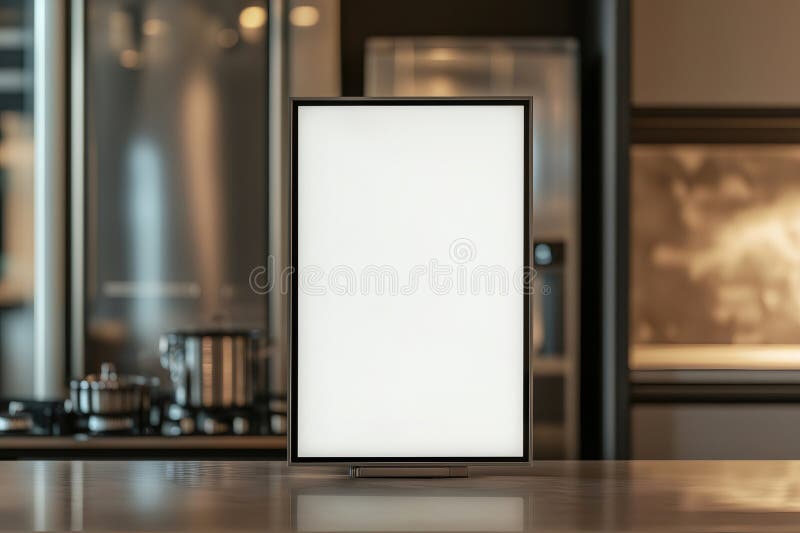 Blank Digital Menu Displaying on Table in Restaurant Kitchen Stock ...