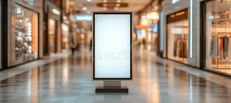 Blank Digital Signage, Vertical Advertising Billboard Mockup with Empty ...