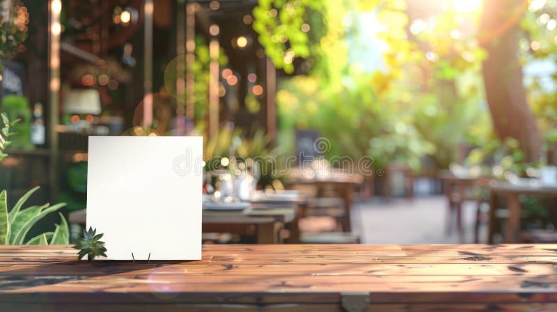 Blank Dinner Invitation Mockup on Restaurant Table in Garden. Empty ...